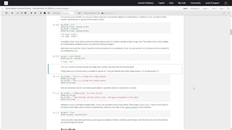 quantopian lecture series introduction to python youtube