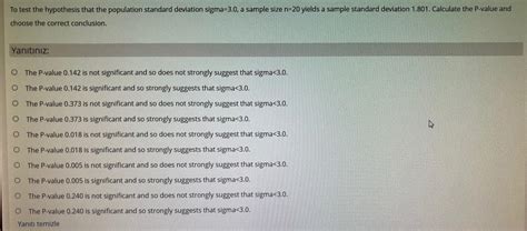 Solved To Test The Hypothesis That The Population Standard Chegg