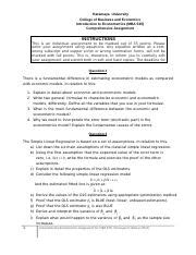 Comprehensive Econometrics Assignment Economic Vs Econometric Course Hero