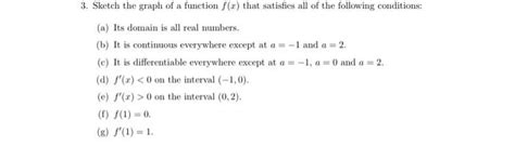 Solved 3 Sketch The Graph Of A Function Fx That Satisfies