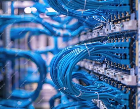 Premium Photo Close Up Of Blue Network Cables Connected To A Server In A Data Center