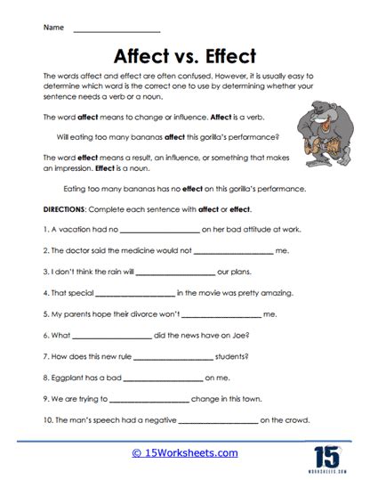 Affect Vs Effect Worksheets 15 Worksheets Library