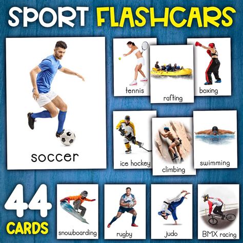 Sport Flashcards Real Pictures Montessori 3part Cards Sports
