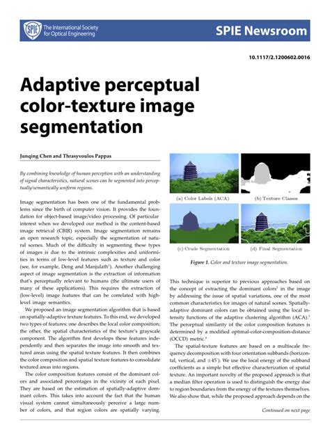 pdf adaptive perceptual color texture image segmentation