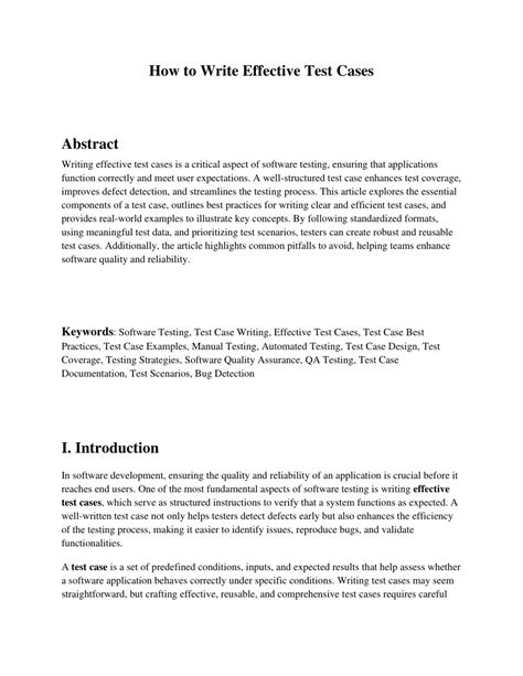 Pdf How To Write Effective Test Cases