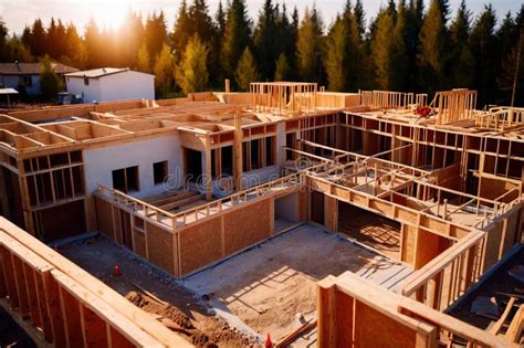 Construction Of New Residential House Building Framework Work Site