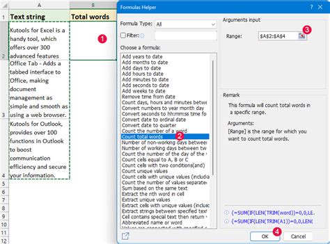 Quickly Count Total Words Specific Words In Excel