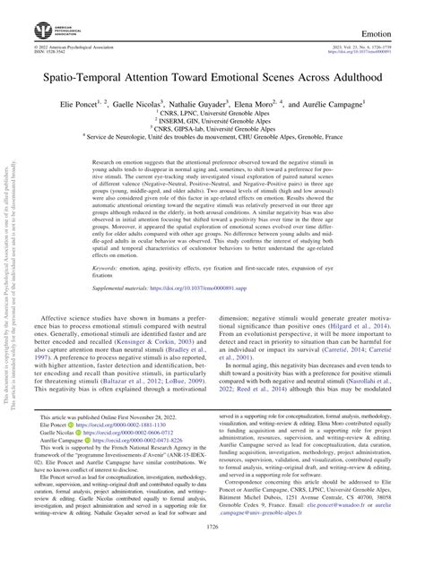 Spatio Temporal Attention Toward Emotional Scenes Across Adulthood Request Pdf