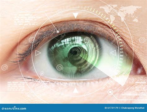 Close Up Women Eye Scanning Technology In The Futuristic Operation Lasik Cataract Stock