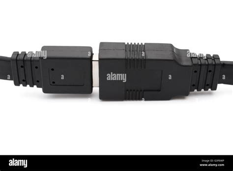 Male And Female Heads Of Red Usb Cable Connected On A White Background Stock Photo Alamy