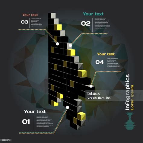 추상 입체 화살표와 어두운 배경에 인포 그래픽에 대 한 설정 0명에 대한 스톡 벡터 아트 및 기타 이미지 0명 3차원 형태 개념 Istock