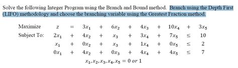 Solve The Following Integer Program Using The Branch