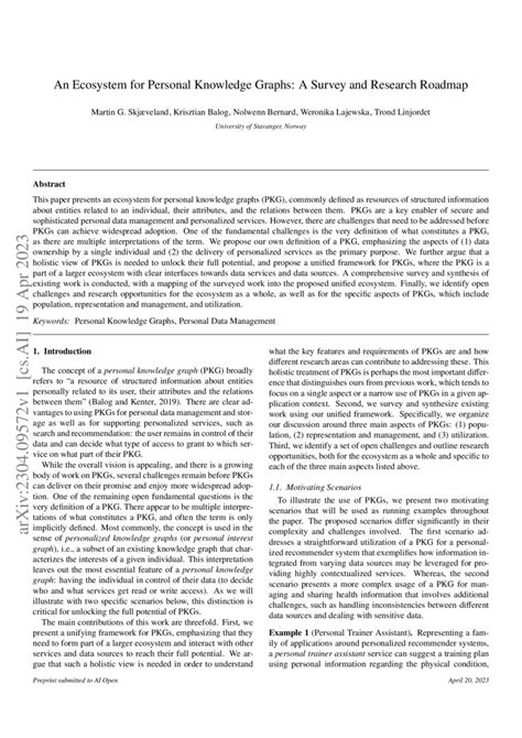 An Ecosystem For Personal Knowledge Graphs A Survey And Research Roadmap Deepai