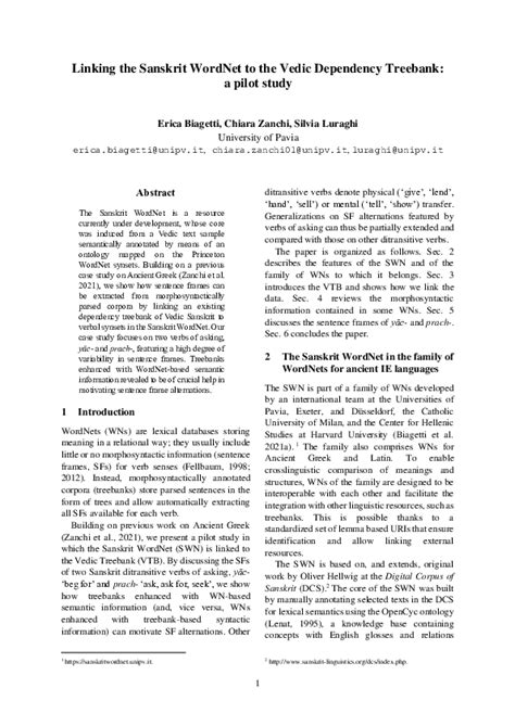 pdf linking the sanskrit wordnet to the vedic dependency treebank a