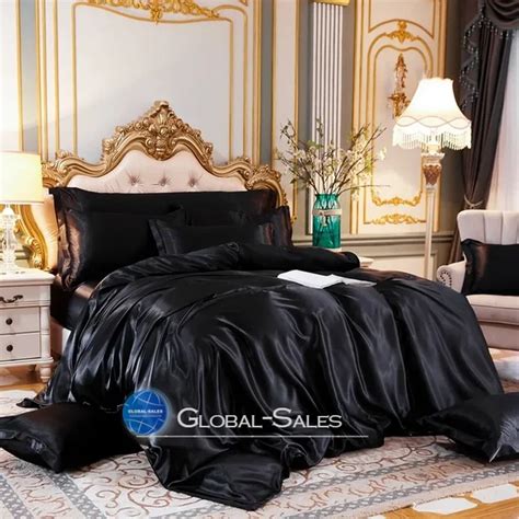 Отзывы о Атласное Чёрное Евро постельное белье Moka Textile 200х220см ...
