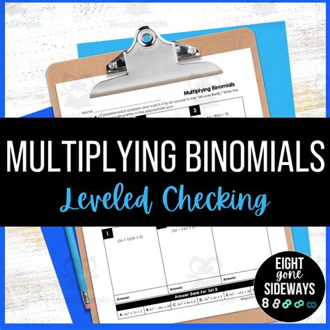 multiplying binomials leveled checking worksheet by teach simple