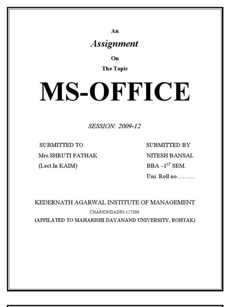 Ms Office Assignment Pdf Microsoft Power Point Microsoft Excel