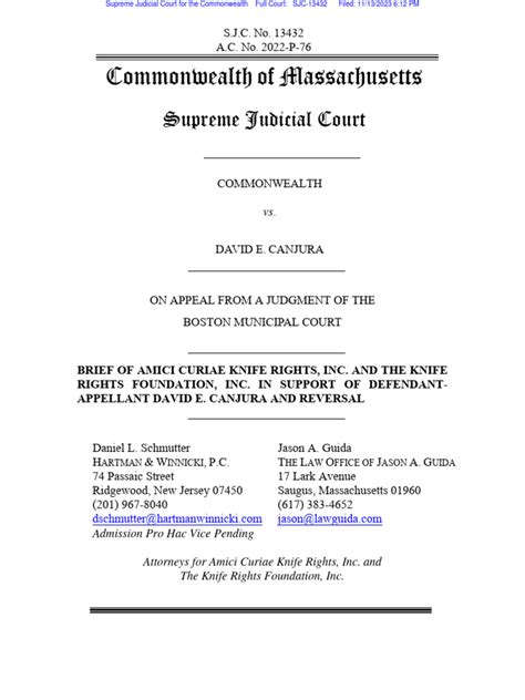 Knife Rights Files Amicus Brief In Massachusetts Supreme Judicial Court Switchblade Case Pdf