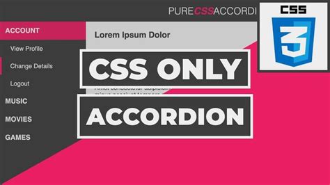Pure Css Accordion Menu Css Only Menu Css Css Javascript Slider