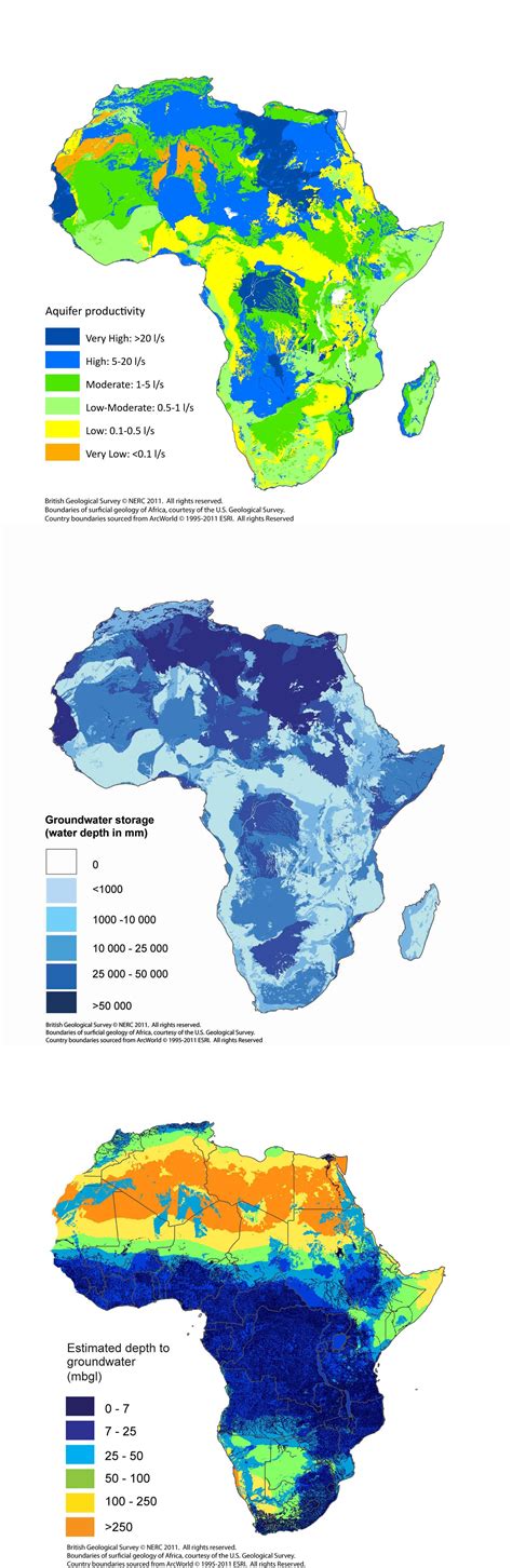 Three Maps Plotting Certain Indices Relating To Groundwater Across Africa And Madagascar See