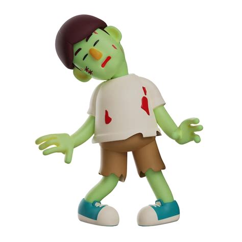 Ilustração d desenho de zumbi d em pose morta cabeça ligeiramente inclinada mostrando uma