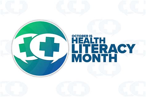 10월은 건강 문해력의 달입니다 휴일 개념 배경 배너 카드 텍스트 비문이있는 포스터용 템플릿 벡터 Eps10 그림입니다 10월에 대한 스톡 벡터 아트 및 기타 이미지