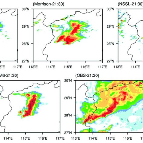 The Observed And Simulated Radar Composite Reflectivity With Different Download Scientific