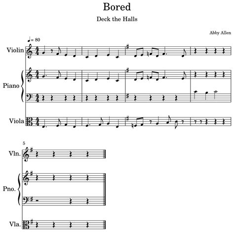 Bored Sheet Music For Violin Piano Viola