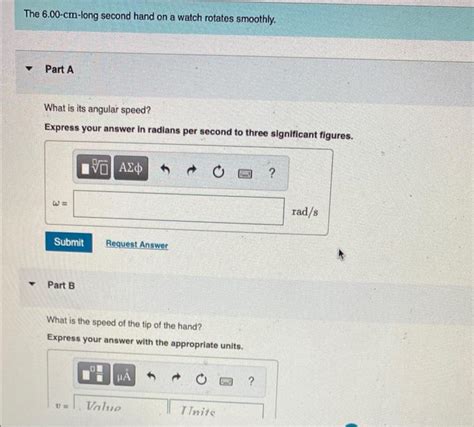 Solved The 6 00−cm−long Second Hand On A Watch Rotates