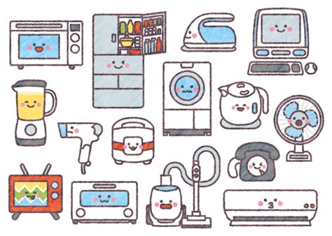 いろんなかわいい家電のイラスト 無料で使えるイラストサイト フリー素材 Illustrator Factory