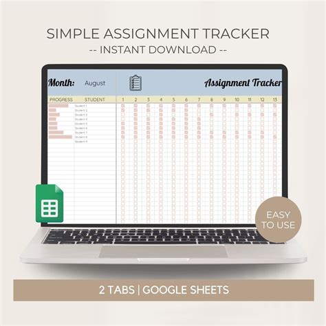 Simple Assignment Tracker Spreadsheet With 2 Tabs To Keep Track Of Projects Etsy