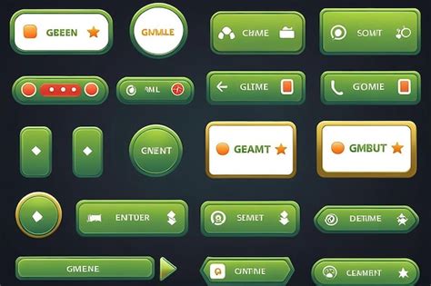 Premium Photo Set Of Green Game Buttons For Mobile Games With