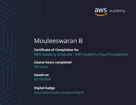 Mouleeswaran B On Linkedin Aws Cloudcomputing Certification Learning Tech Cloud Awsacademy