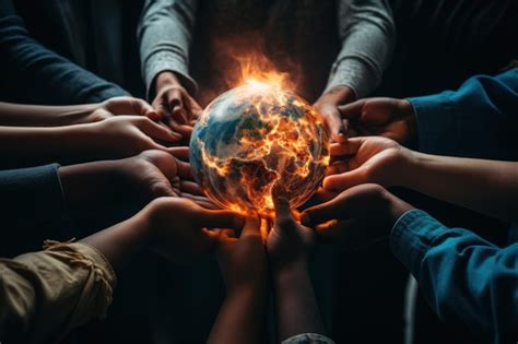 Premium Ai Image Global Warming People Hold Globe Conceptual Of