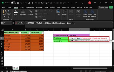 Advanced Excel Xmatch Function