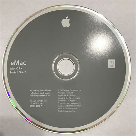 691 3978 A 2Z EMac Mac OS X Install Disc 1 Mac OS V10 2 Disc V1 0 CD Free Download