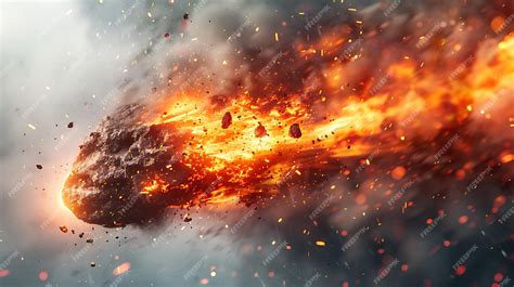 A Flaming Meteorite Is Seen Breaking Up And Burning Up In The Air On