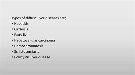 DIFFUSE LIVER DISEASES AND THEIR APPEARANCE IN ULTRASOUND PPTX