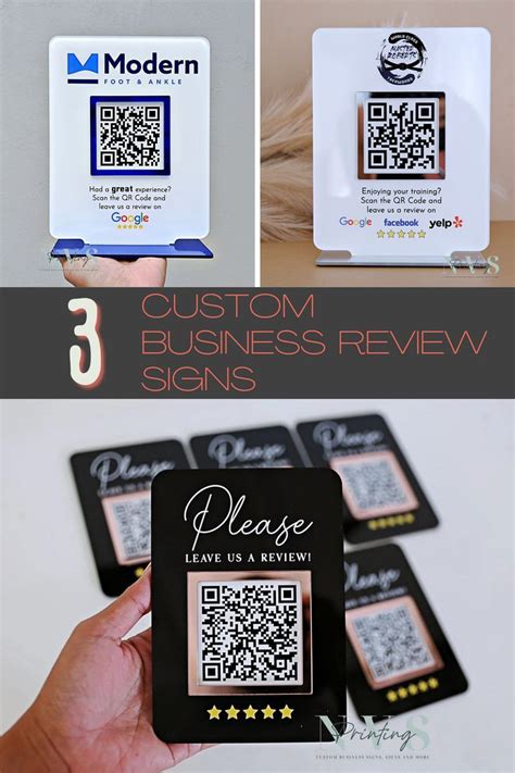 Business Review QR Code Sign Social Media QR Code Display Facebook Google Link Salon