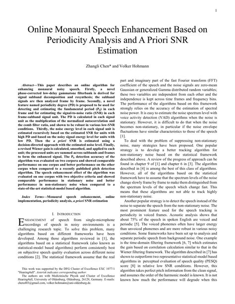 Pdf Online Monaural Speech Enhancement Based On Periodicity Analysis And A Priori Snr Estimation