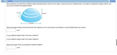 solved 6 4 points my notes write a riemann sum and then a