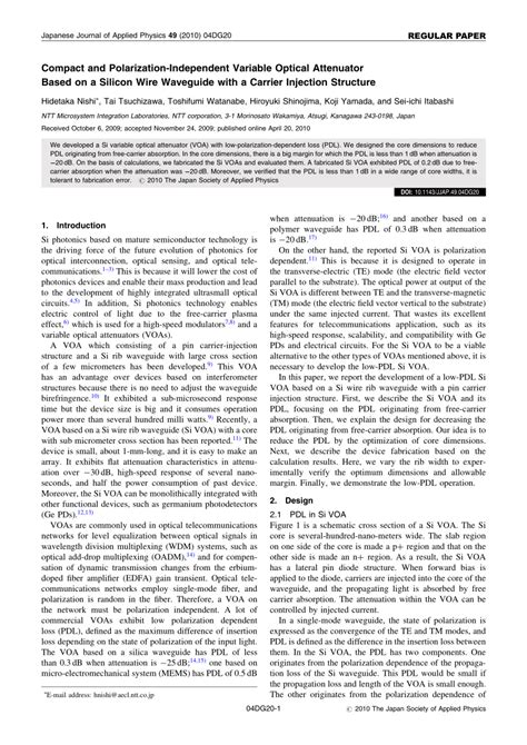 Pdf Compact And Polarization Independent Variable Optical Attenuator
