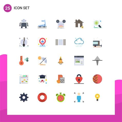 Mobile Interface Flat Color Set Of 25 Pictograms Of Bacteria Estate Recording Dollar Buildings