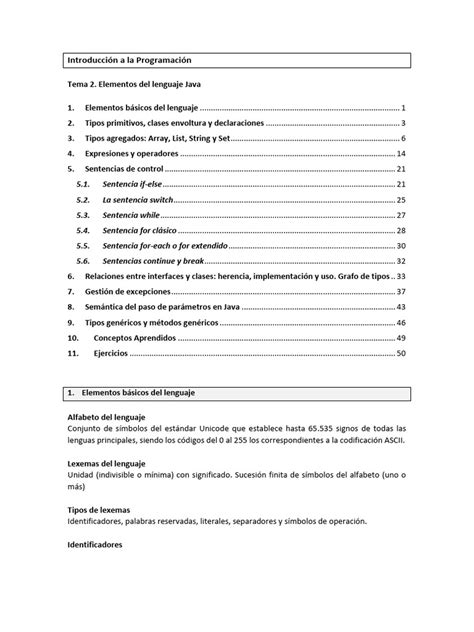 Tema 02 Elementos Del Lenguaje Java Pdf Java Lenguaje De
