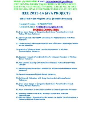 Ieee Final Year Babes Me Mtech Java Project Titles PDF