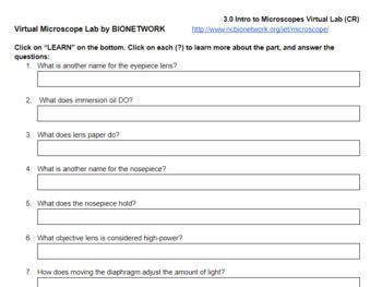Virtual Microscope Lab Activity Online Remote Learning Option By Nicole Bailey