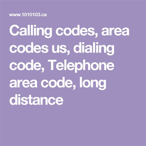 Calling Codes Area Codes Us Dialing Code Telephone Area Code Long