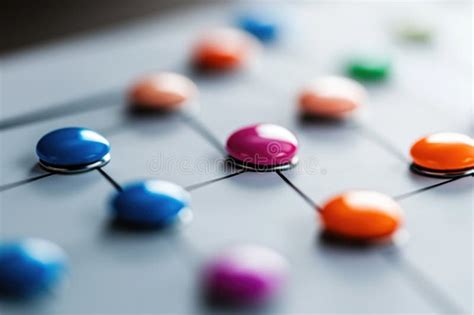 Colorful Abstract Network With Connected Multicolored Nodes On A Gray