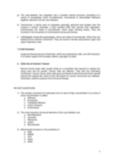 Solution Notes On Cell Structure Studypool