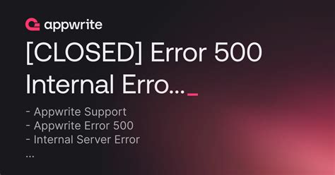 Closed Error 500 Internal Error Threads Appwrite
